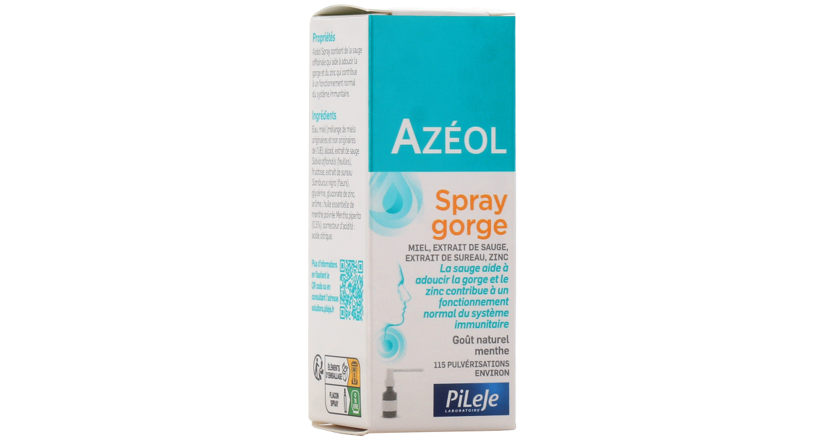 Azeol spray pour adoucir la gorge - Traitement naturel miel et plantes