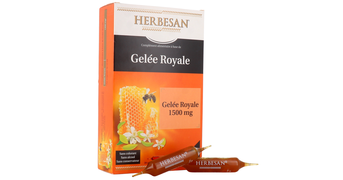 Gelée royale 1500mg Herbesan - Vitalité, tonus et système immunitaire