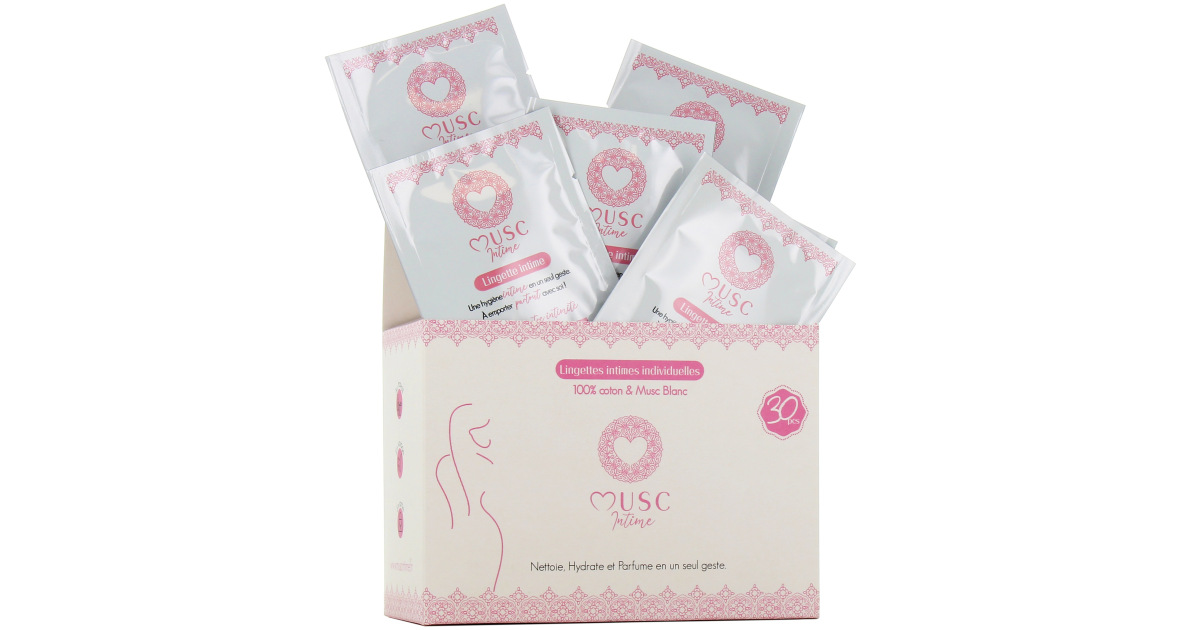 Musc Intime Lingettes intimes parfumées - 100% coton biodégradable