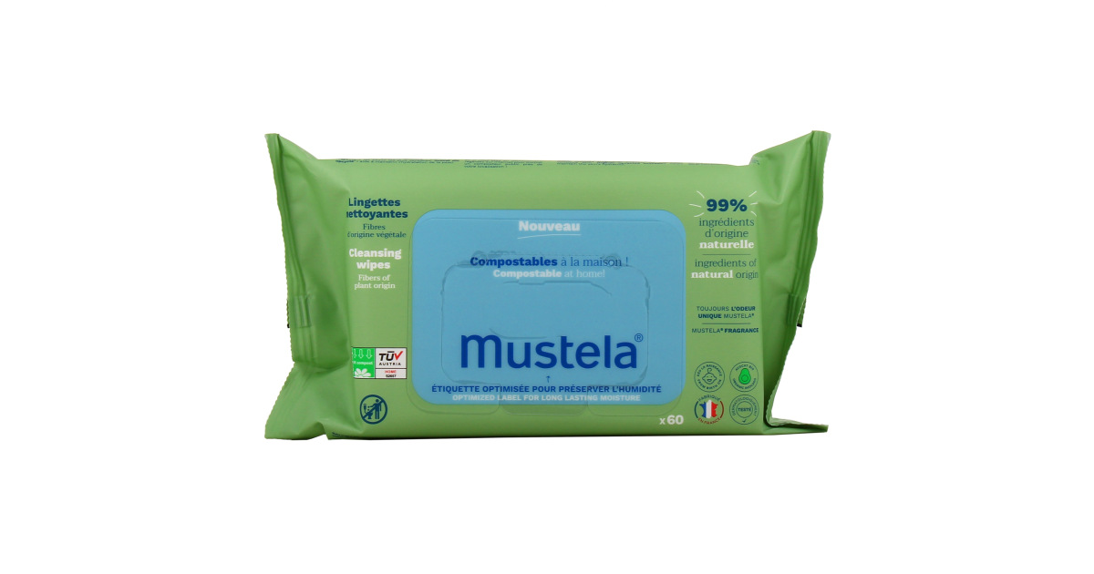 Lingettes nettoyantes Mustela - Toilette de bébé : visage et corps