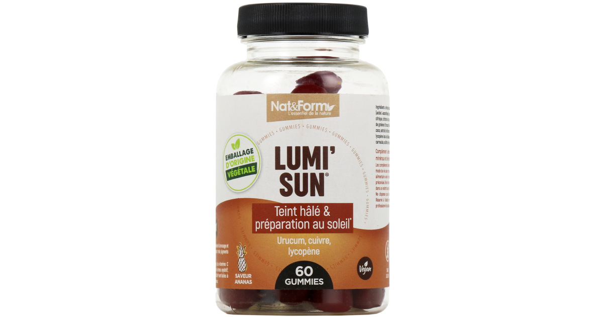 Nat & Form Lumi Sun Gummies bronzage et préparation au soleil
