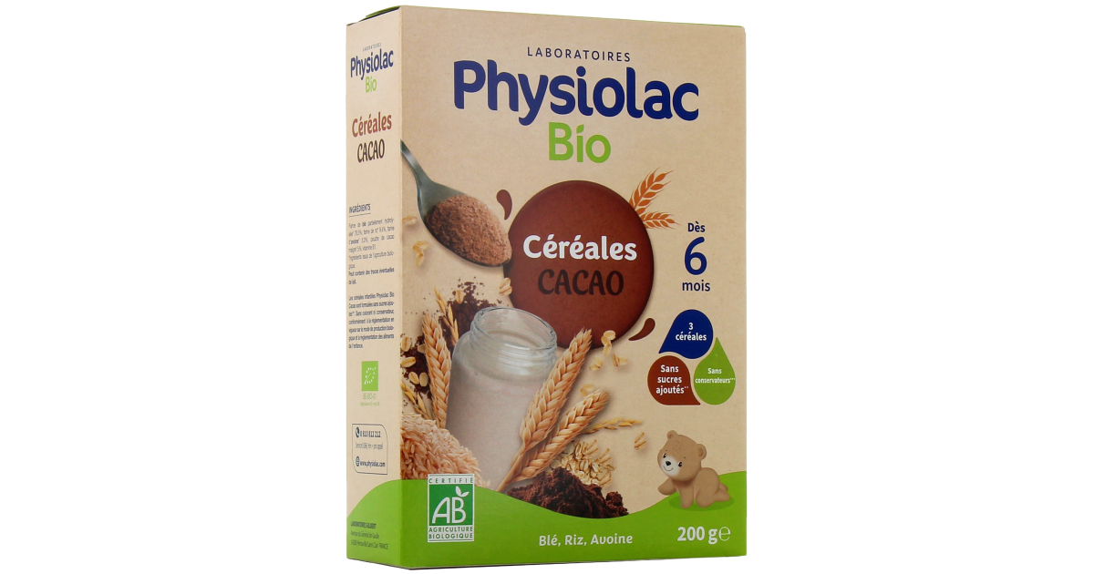 Céréales Bébé Physiolac Bio Cacao - Diversification alimentaire