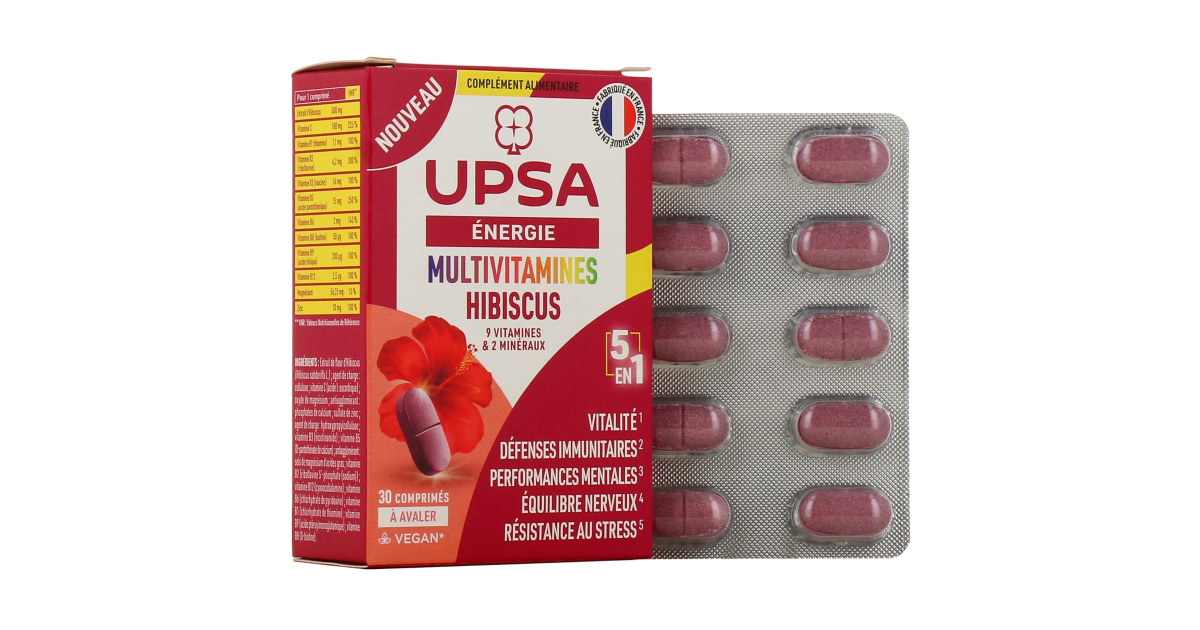 UPSA Multivitamines Hibiscus : complément alimentaire anti fatigue