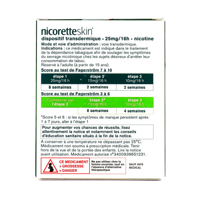 NicoretteSkin - Patchs Nicorette 10mg, 15mg et 25mg/16h