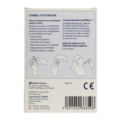 Algopedol sucrose 24% : solution anti douleur - Antalgique bébé