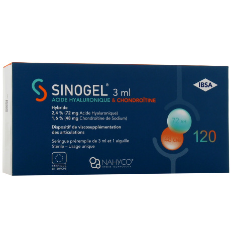 Sinogel 3ml seringue préremplie - Viscosupplémentation articulations