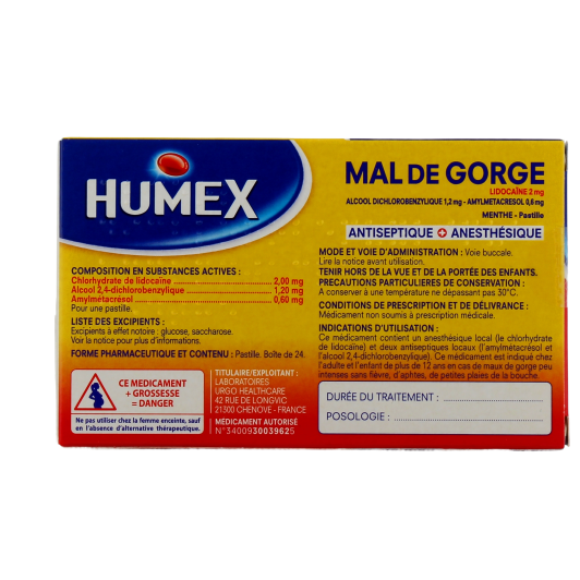 Humex Mal de Gorge pastilles