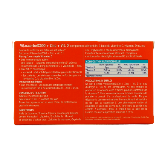 Vitascorbol C500 vitamine C - Fatigue, défenses immunitaires