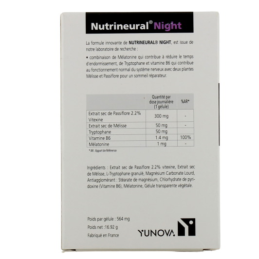 Yunova Nutrineural Night : sommeil, endormissement