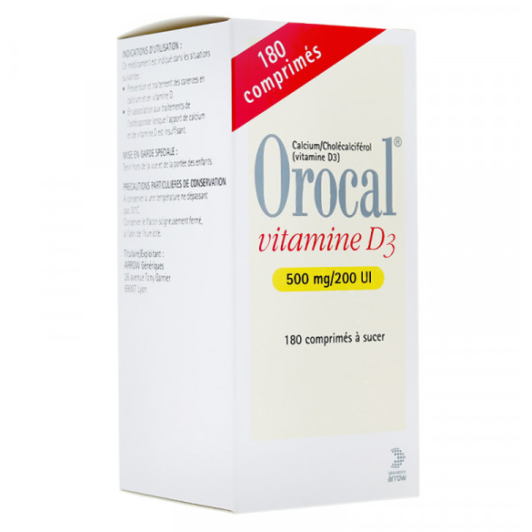 Orocal Vitamine D3 500mg / 200UI - Comprimés à sucer